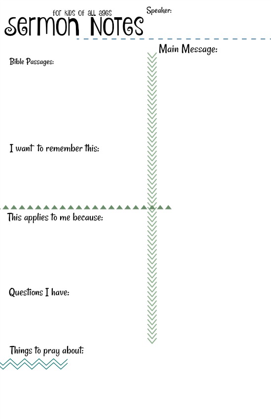 4 Free Sermon Notes Printables